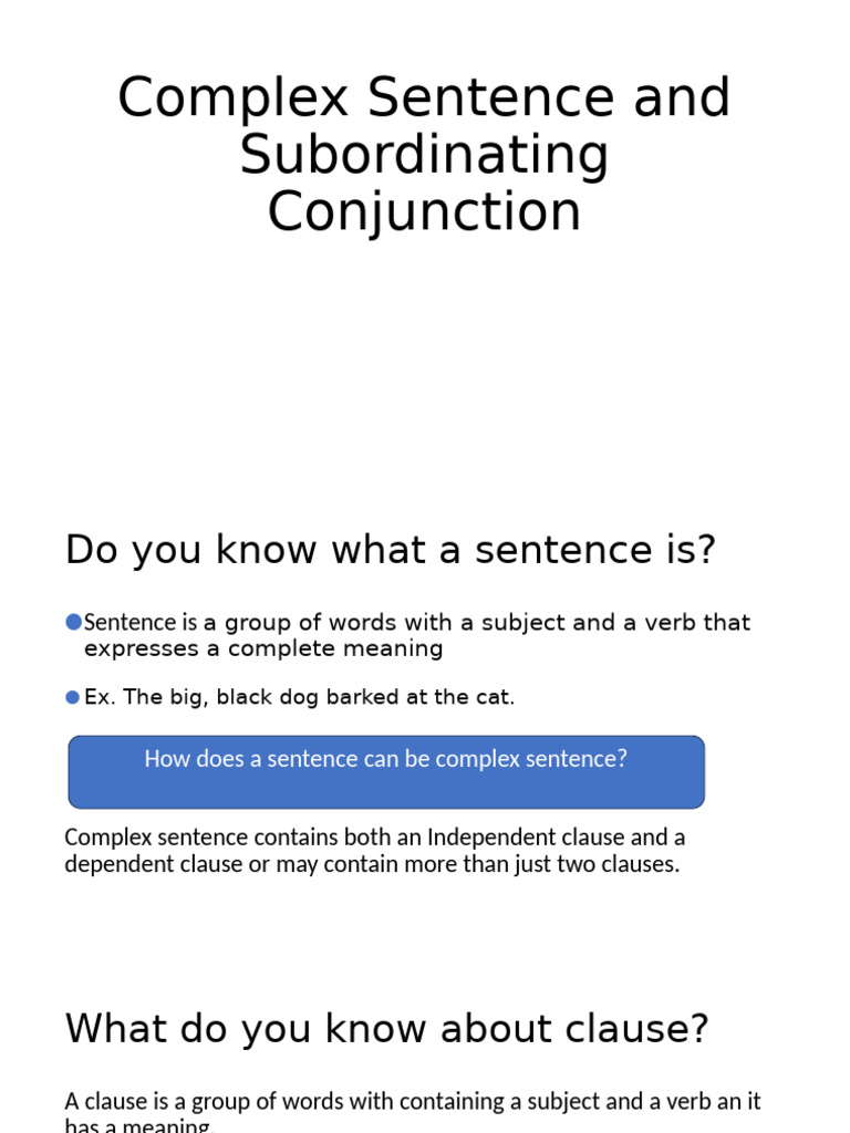 Meeting 9 Complex Sentence and Subordinating Conjunction | PDF
