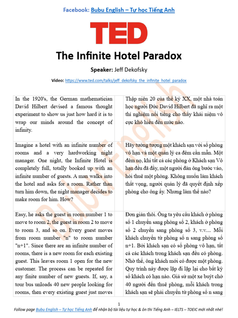 The Infinite Hotel Paradox | PDF