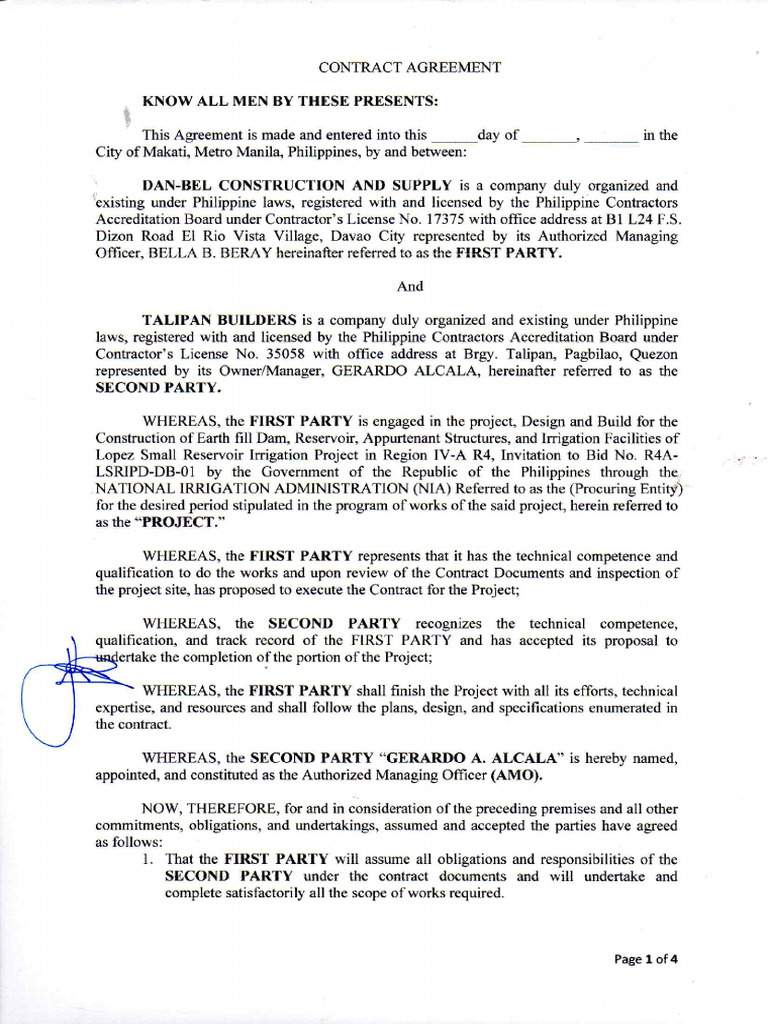 Signed Contract Agreement | PDF