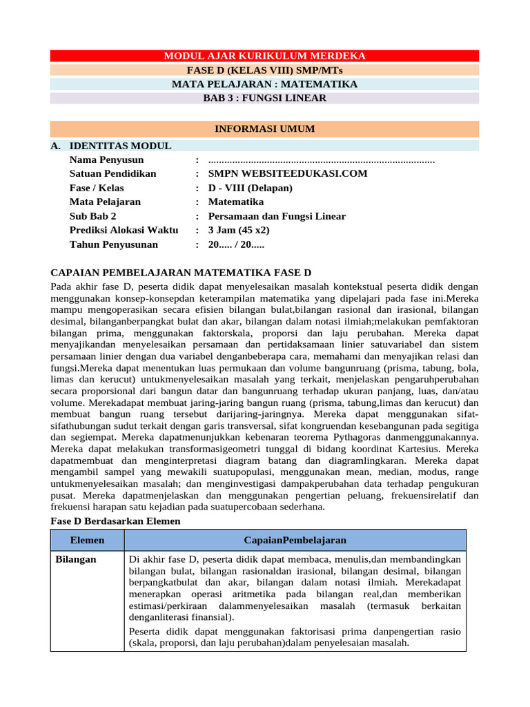 Modul MTK Kls 8 Bab 3.2 | PDF
