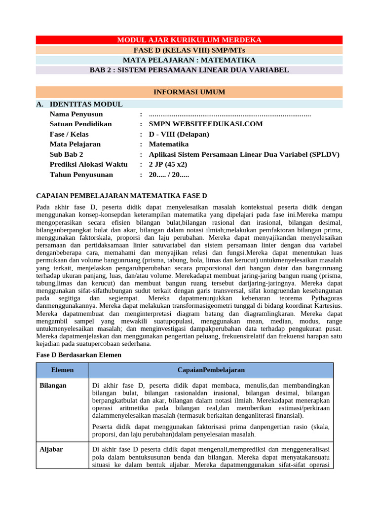 Modul MTK Kls 8 Bab 2.2 | PDF