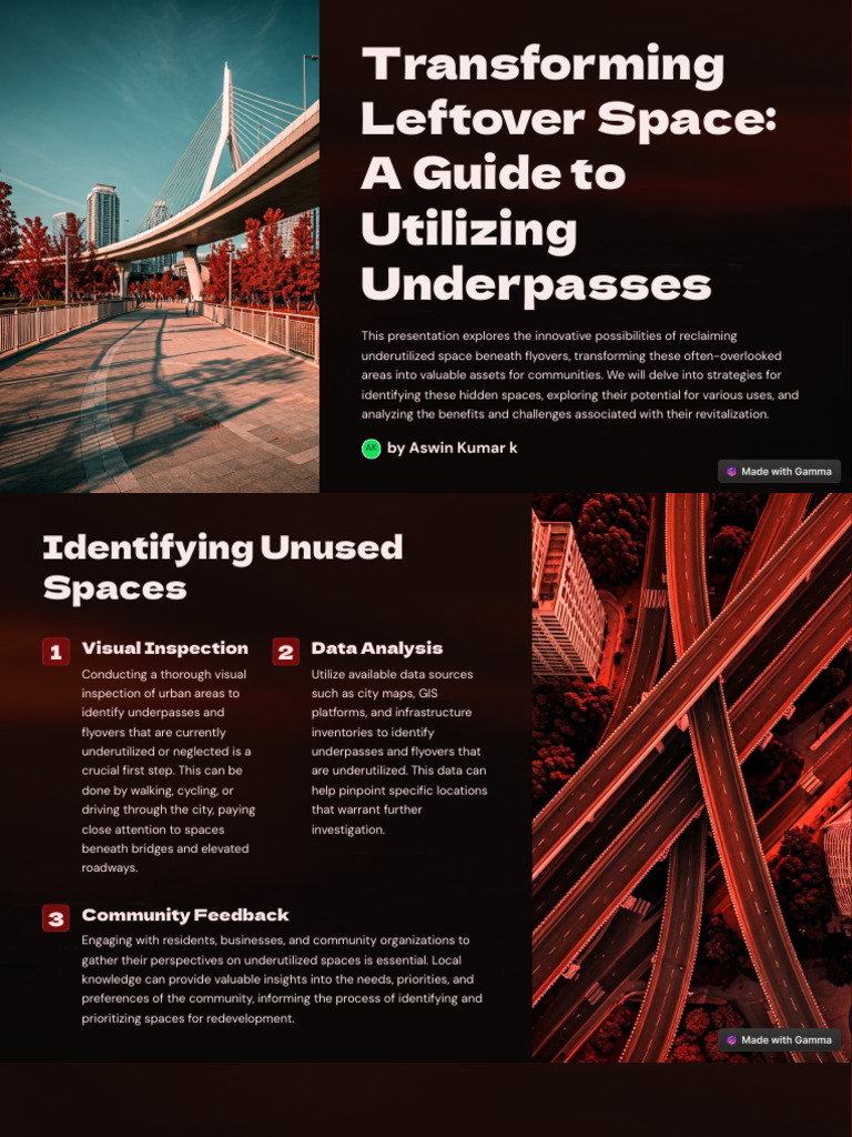 Transforming Leftover Space A Guide To Utilizing Underpasses | PDF