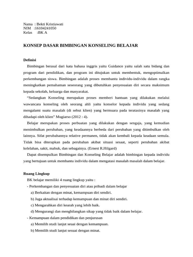 Konsep Dasar Bimbingan Konseling Belajar | PDF