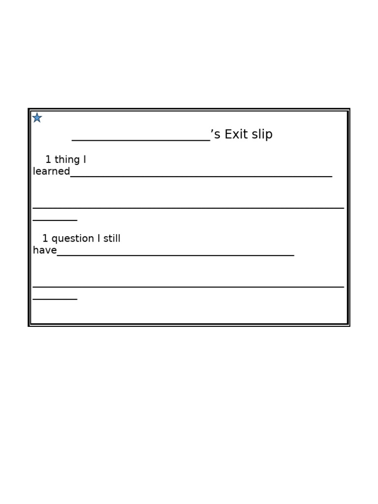Exit Slip | PDF