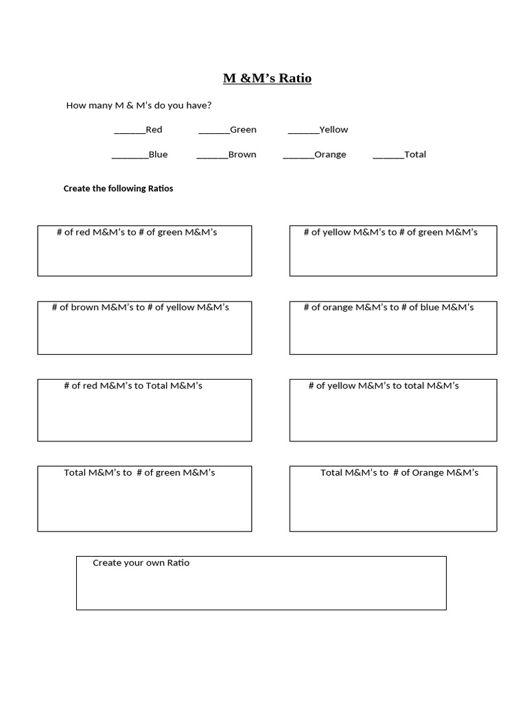 M & M's Ratio Activity | PDF