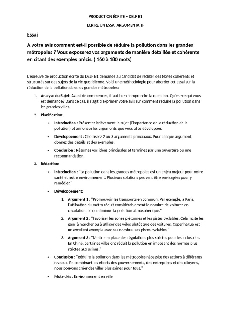 Production Écrite DELF B1 - L'essai - 5 Sujets Et Exemples de ...