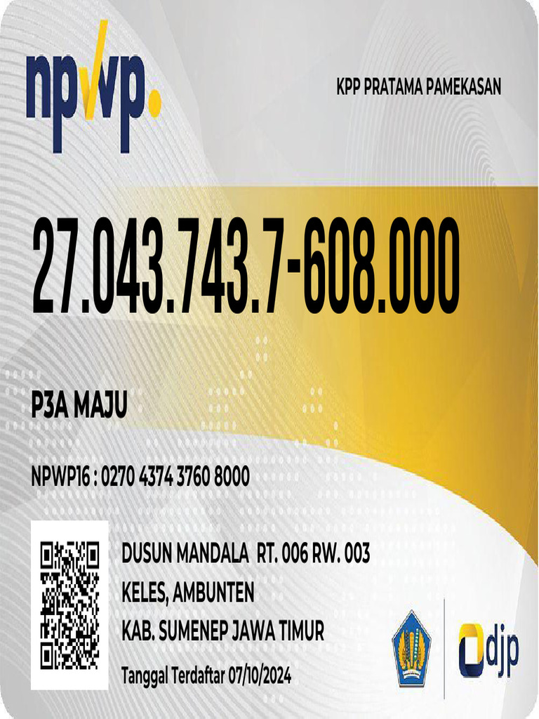 NPWP P3a Maju | PDF