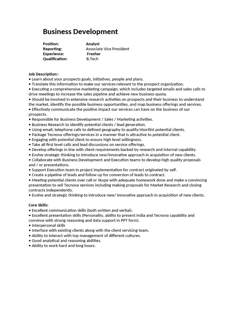 JD Business Development | PDF