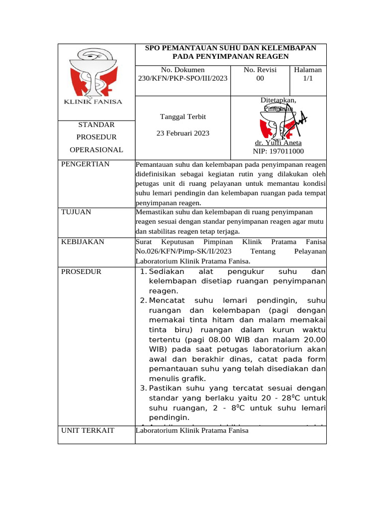 Sop Pemantapan Suhu | PDF