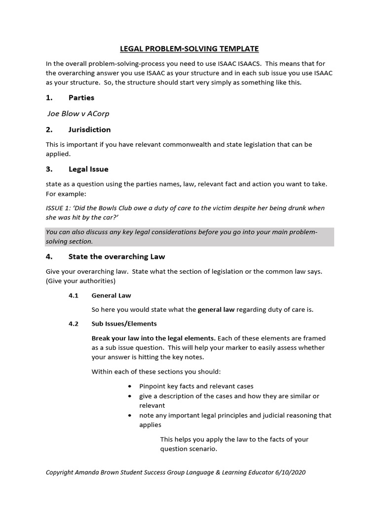 Legal Problem Solving Basic Template | PDF