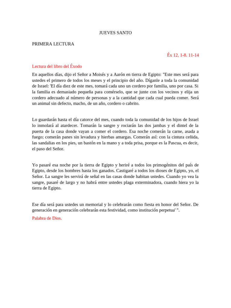 Lecturas de La Semana Santa | PDF