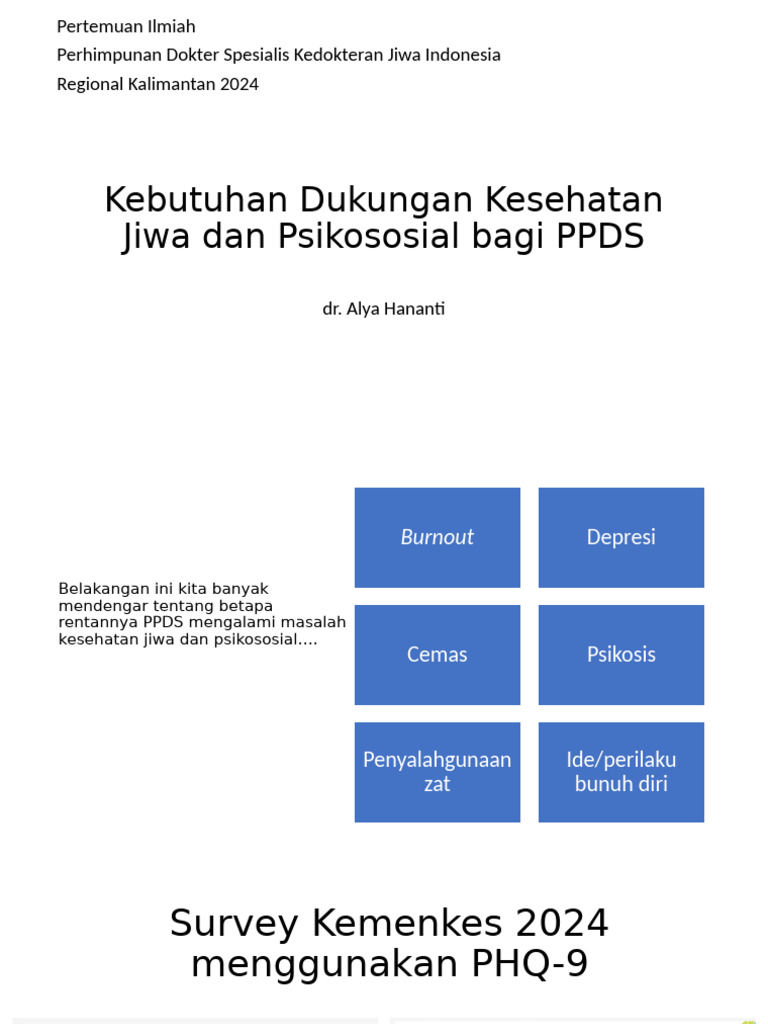 MATERI Kebutuhan Dukungan Kesehatan Jiwa Dan Psikososial Untuk Populasi PPDS | PDF | Sains ...
