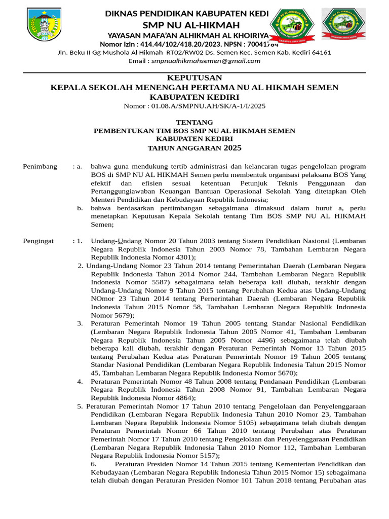 Pembentukan Tim Bos Revisi | PDF