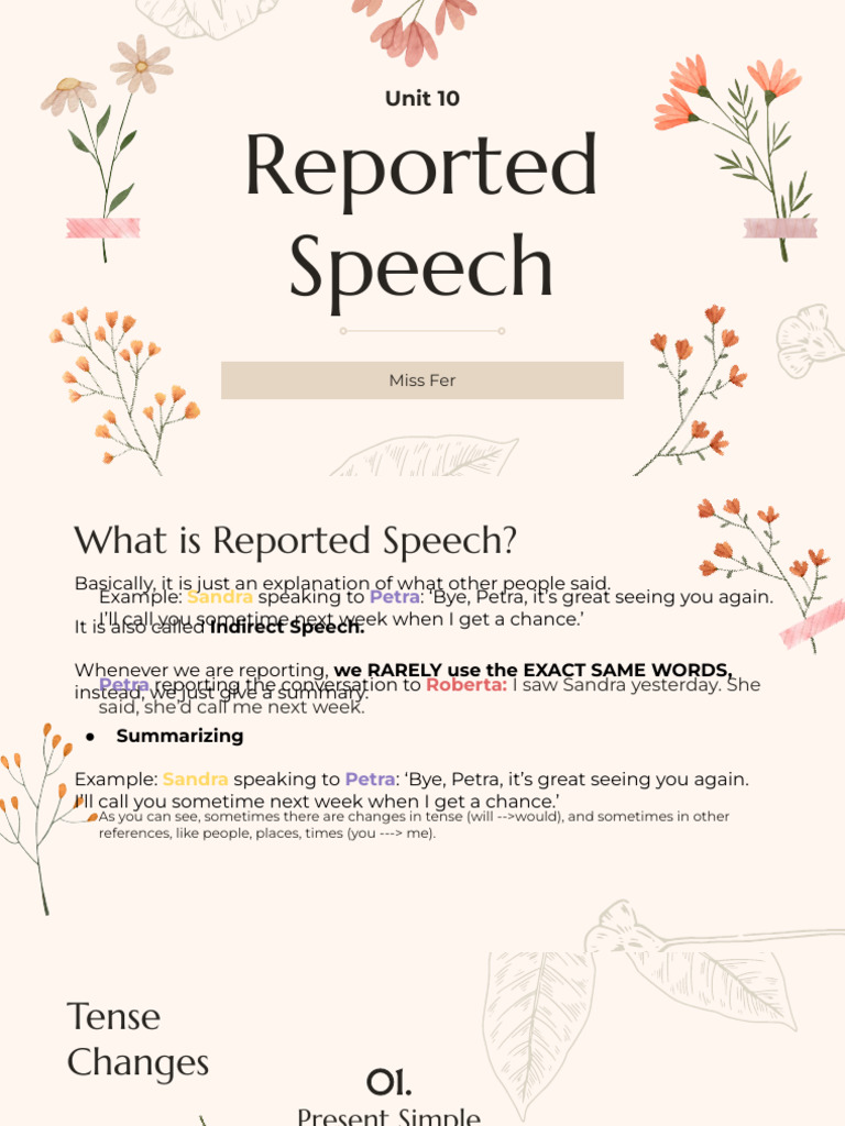 MFGD Unit 10 Reported Speech | PDF