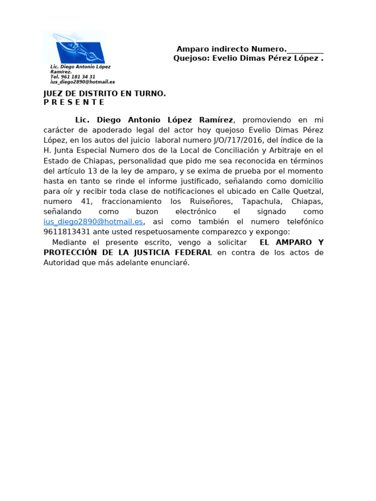 Amparo Indirecto Evelio Dimas Perez Lopez | PDF