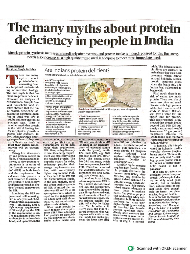Protein Deficiency Myths in India | PDF