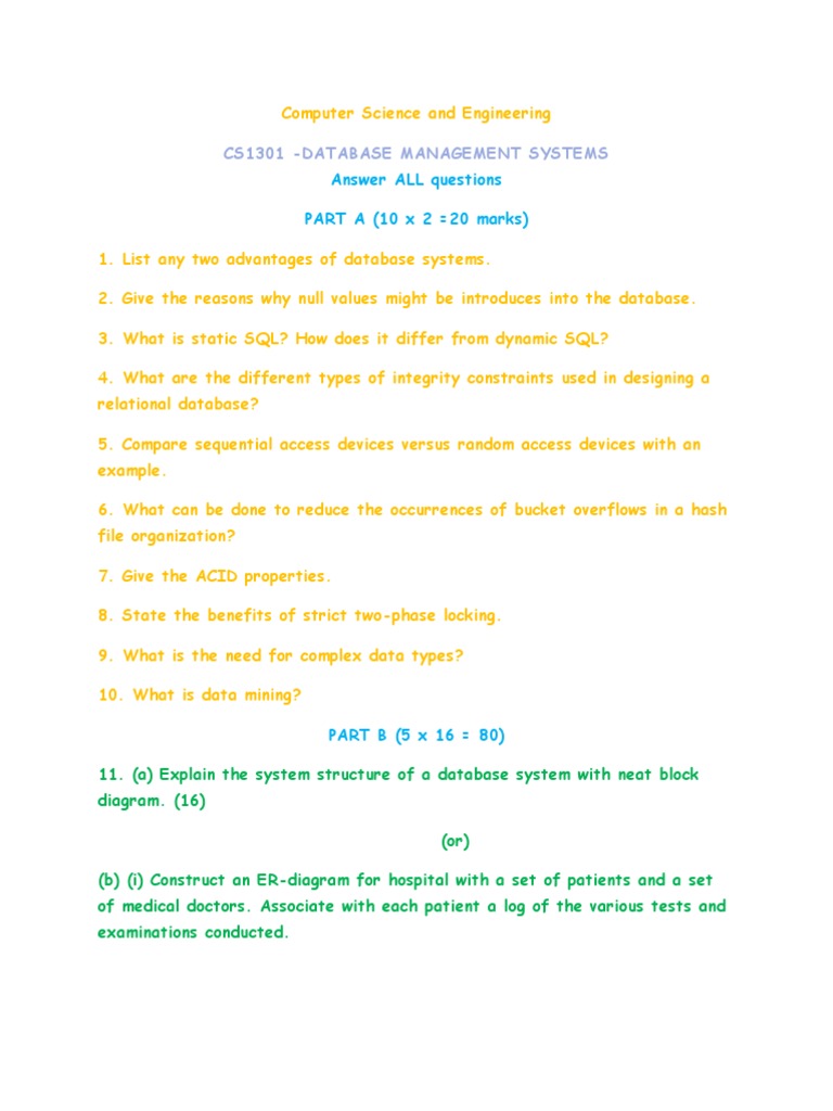 DBMS Question Paper | PDF | Databases | Relational Database DBMS Question Paper | PDF | Databases | Relational Database