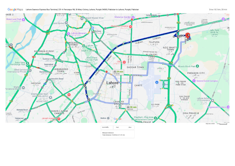 Daewoo Express Lahore To Lahore, Punjab, Pakistan - Google Maps1 | PDF