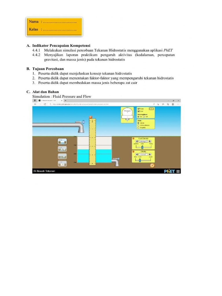 LKPD Tekanan Hidrostatis | PDF