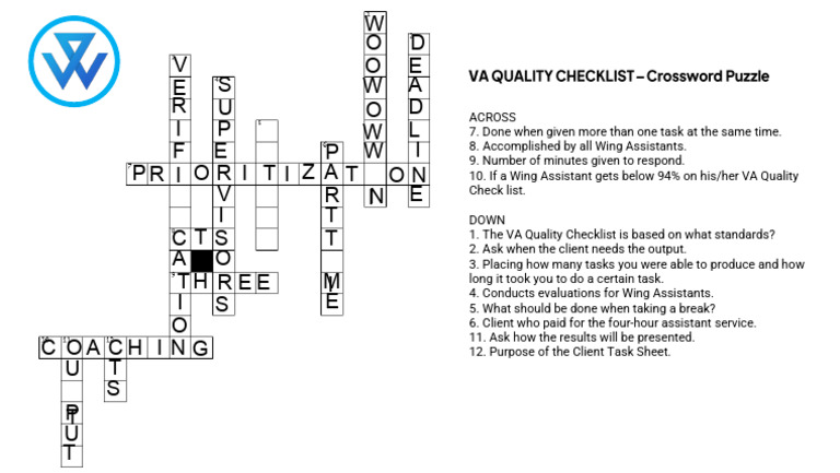 VA Quality Checklist Crossword Puzzle1-230807-225816 | PDF