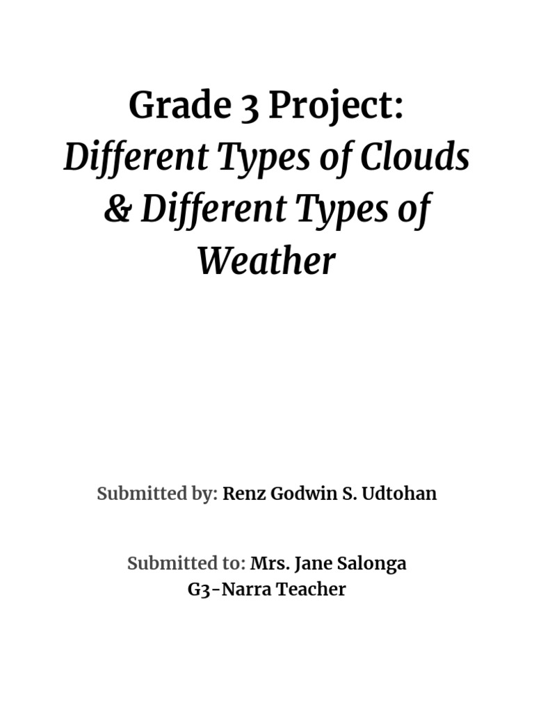 Grade 3 Project - Different Types of Clouds & Different Types of ...