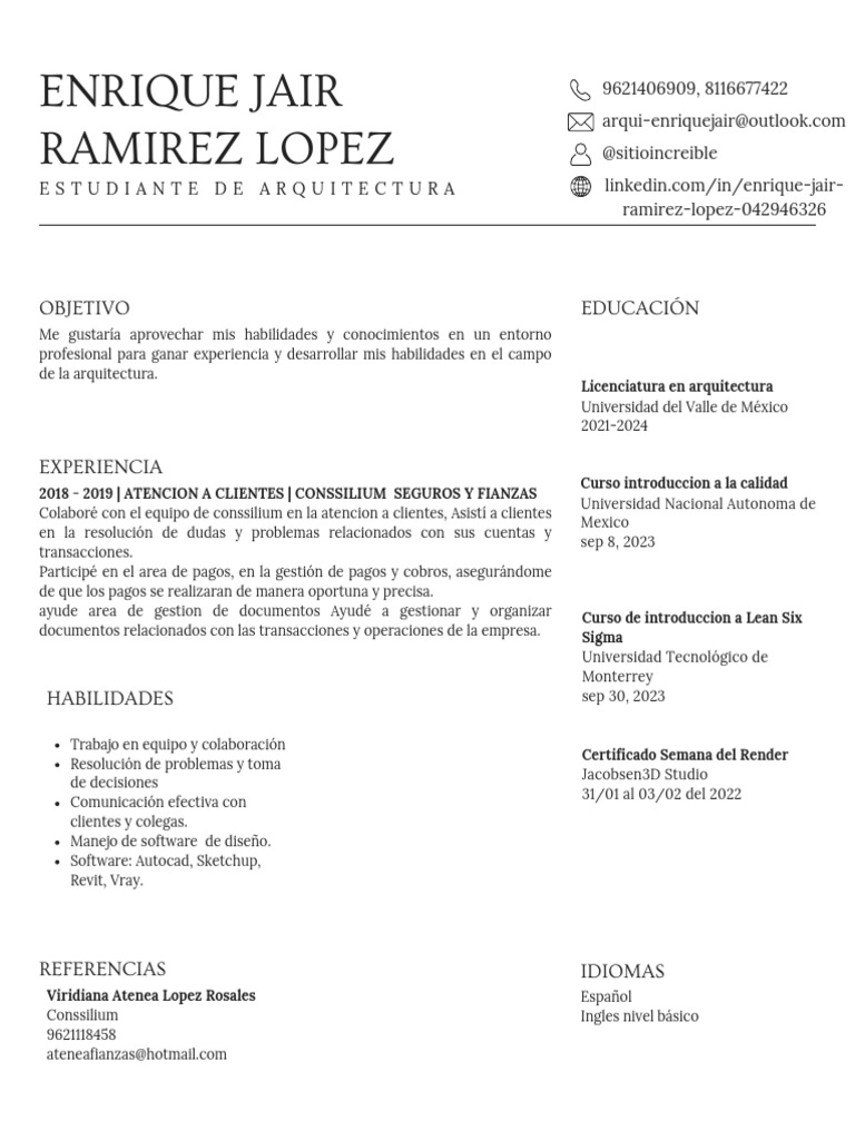 Curriculum Vitae ENRIQUE JAIR RAMIREZ LOPEZ | PDF