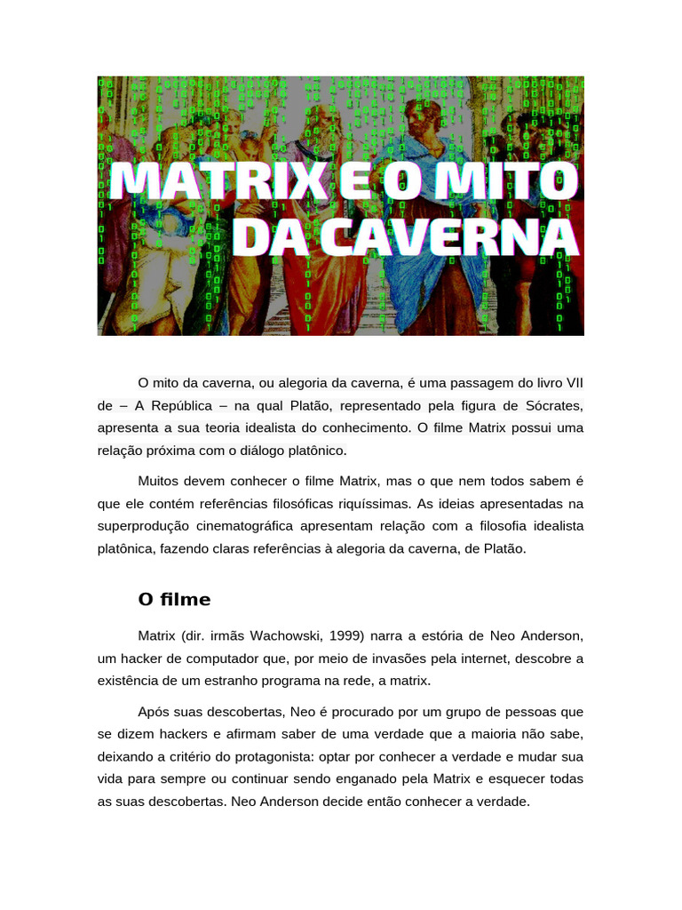 Matrix e o Mito Da Caverna | PDF
