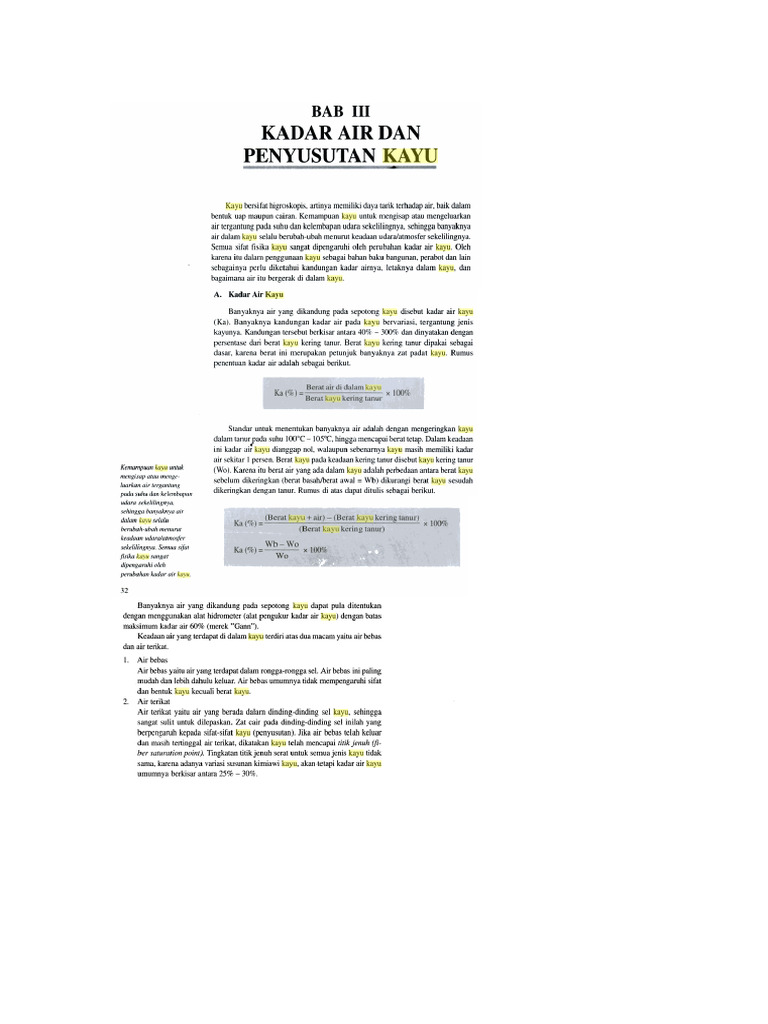 Penyusutan Kayu Dan Cacat Kayu | PDF