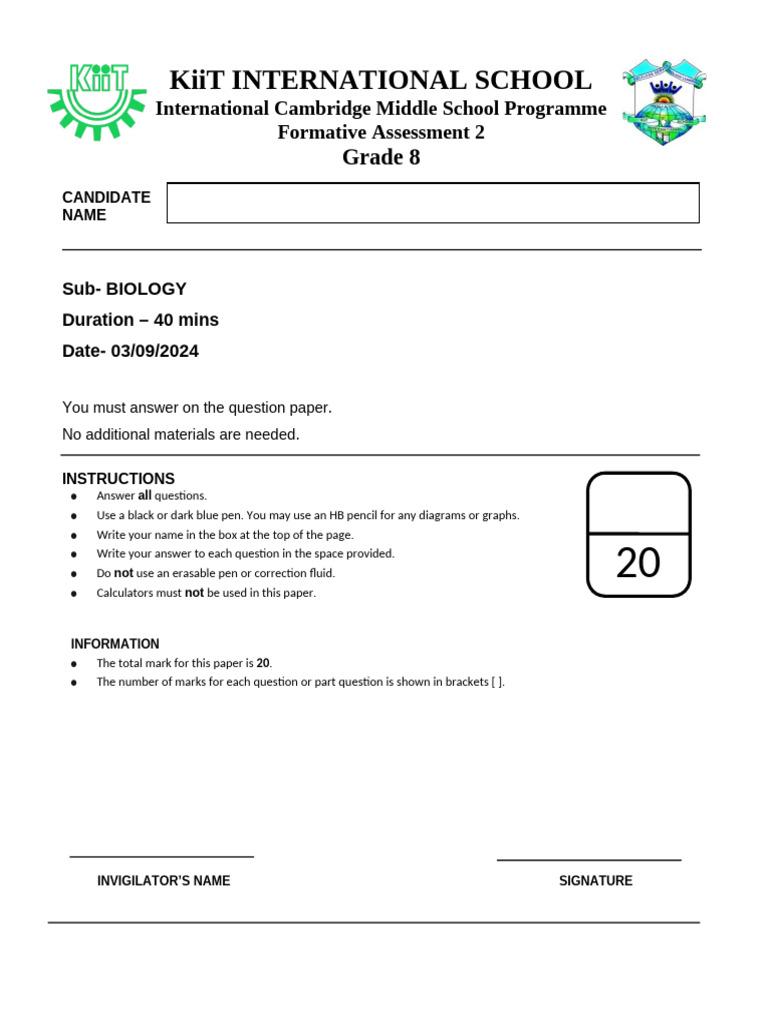 Fa2 Cover Page Grade 8 | PDF