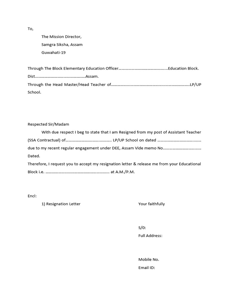 Sub: Resignation Letter | PDF
