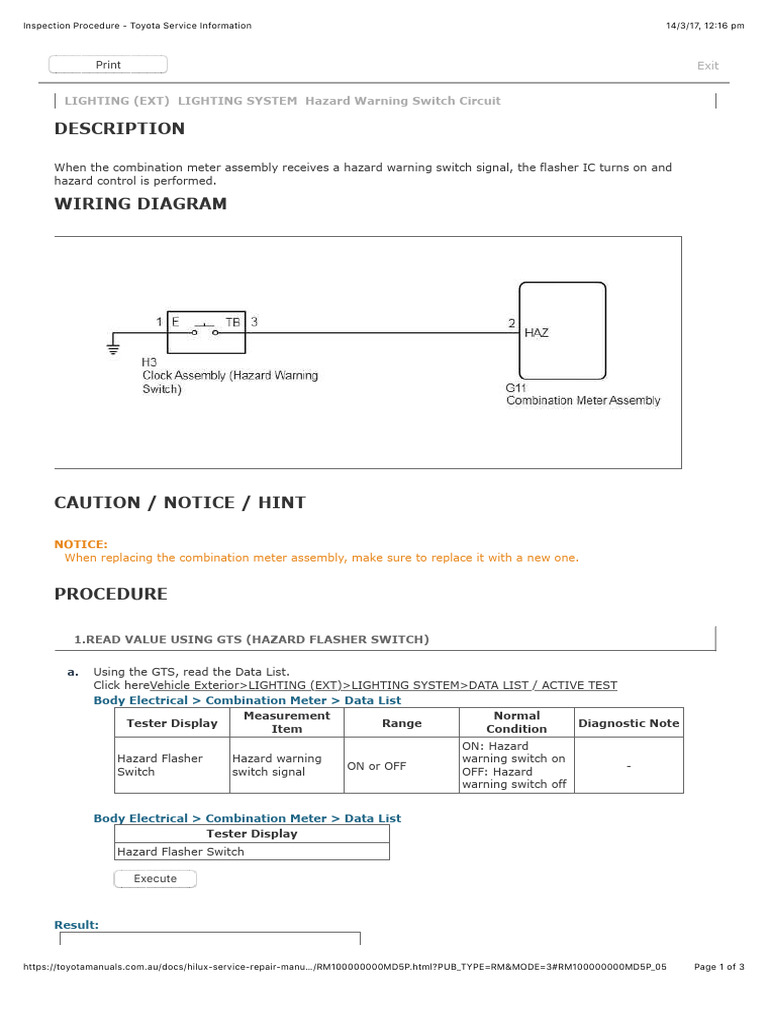 Hazard Warning Switch Circuit | PDF