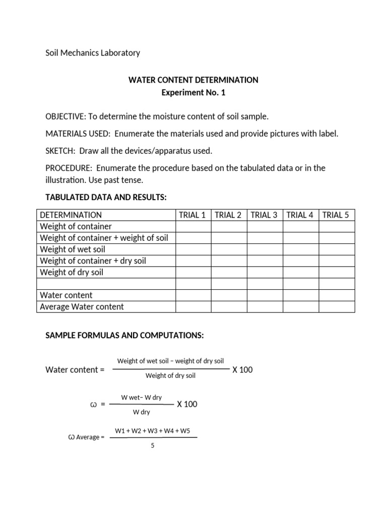 Soil Mechanics Laboratory 1 | PDF