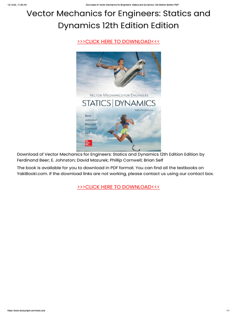 Vector Mechanics For Engineers - Statics and Dynamics 12th Edition ...
