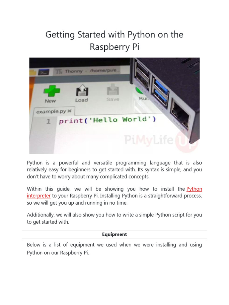 Getting Started With Python On The Raspberry Pi | PDF