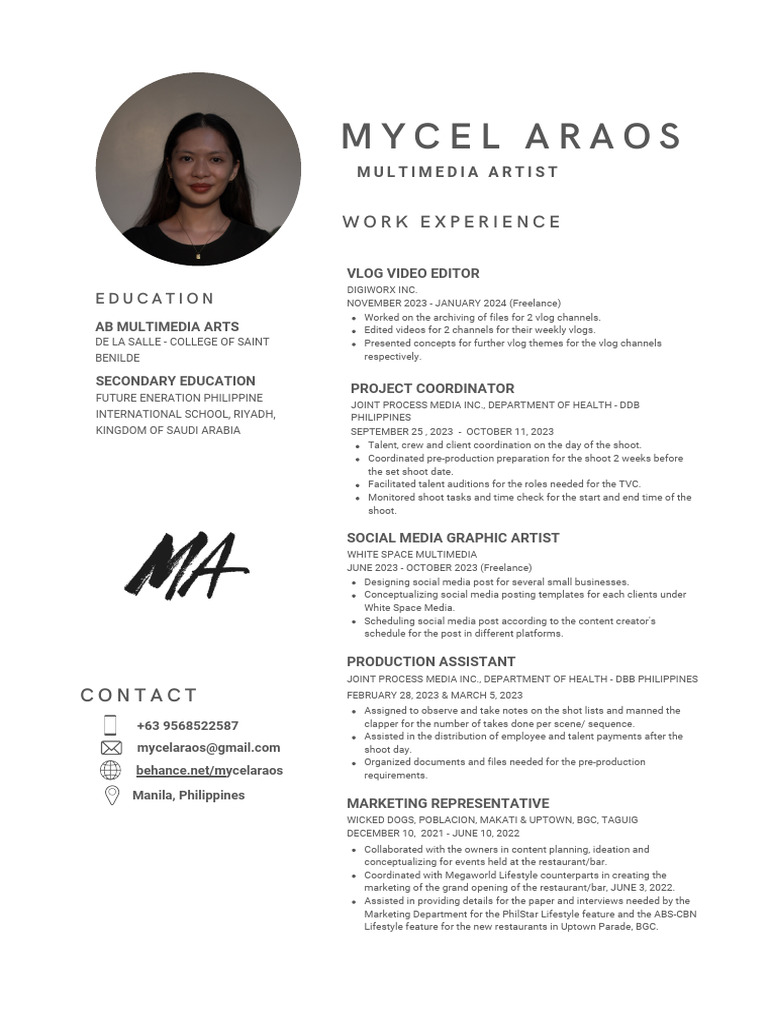 Mycel Araos 2024 - Resume | PDF