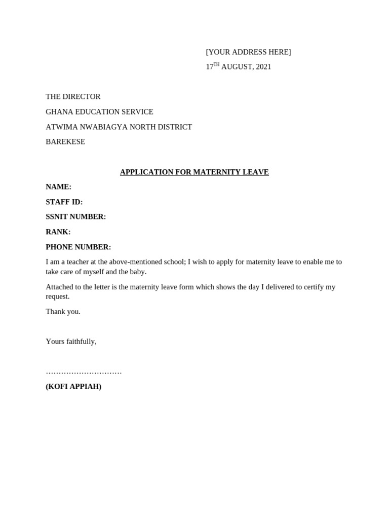 Ges Maternity Leave Letter | PDF