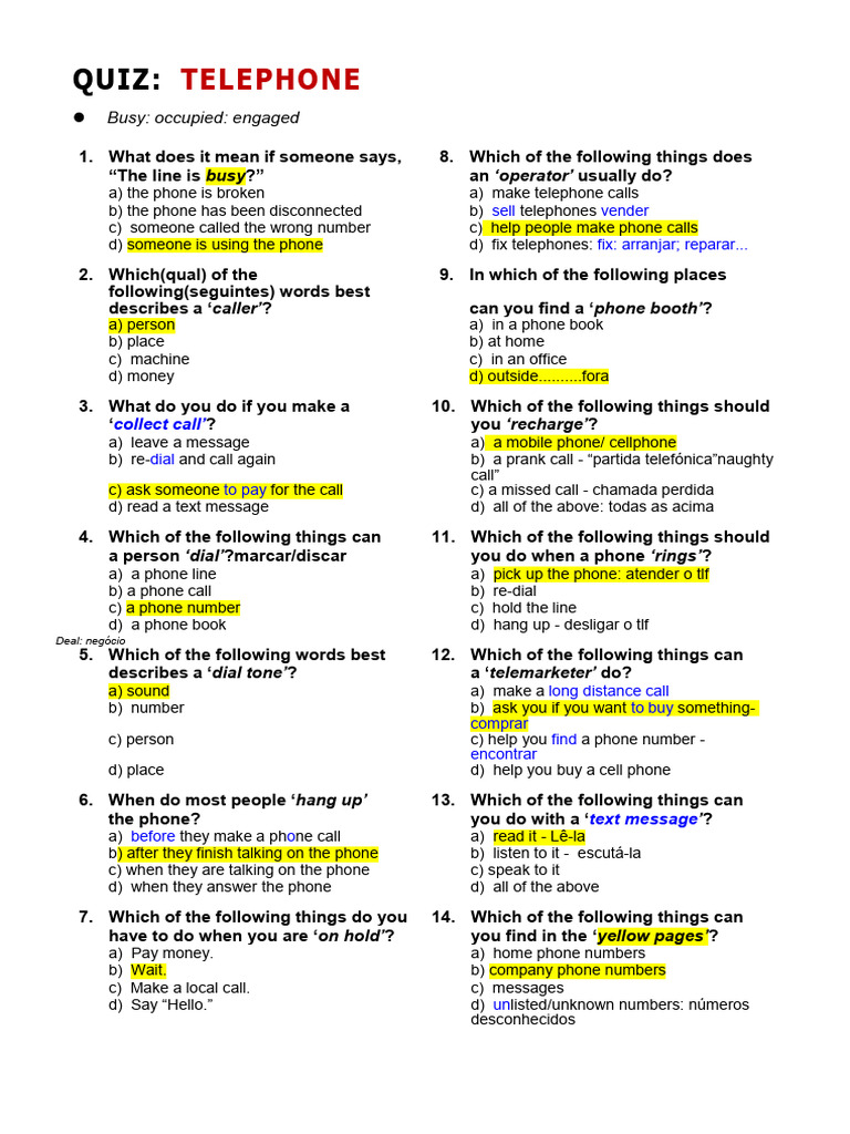 Maria-Morais Quiz Telephone | PDF