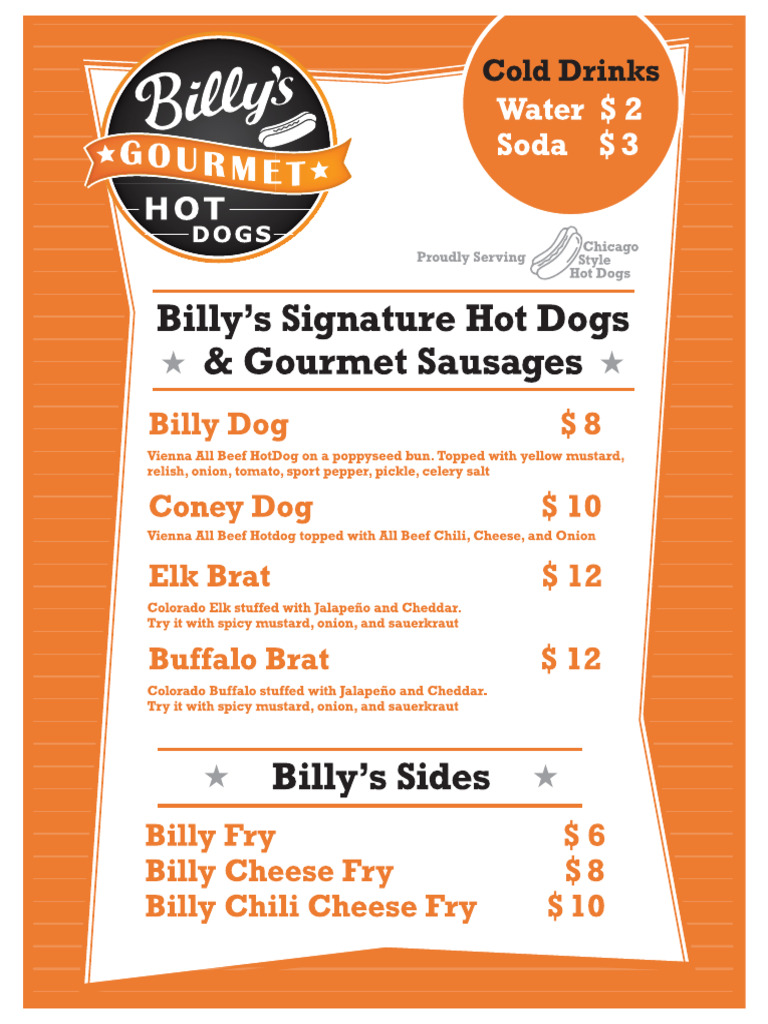 Billy's Gourmet Hotdogs | PDF