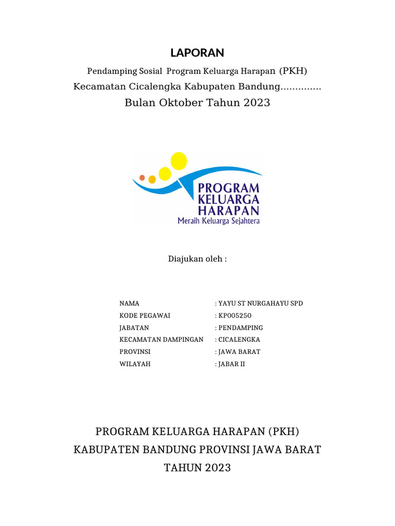 BANDUNG - OF - FORMAT - LPJ - KAB - BANDUNG - OKTOBER - DATA P2K23nu Abi | PDF