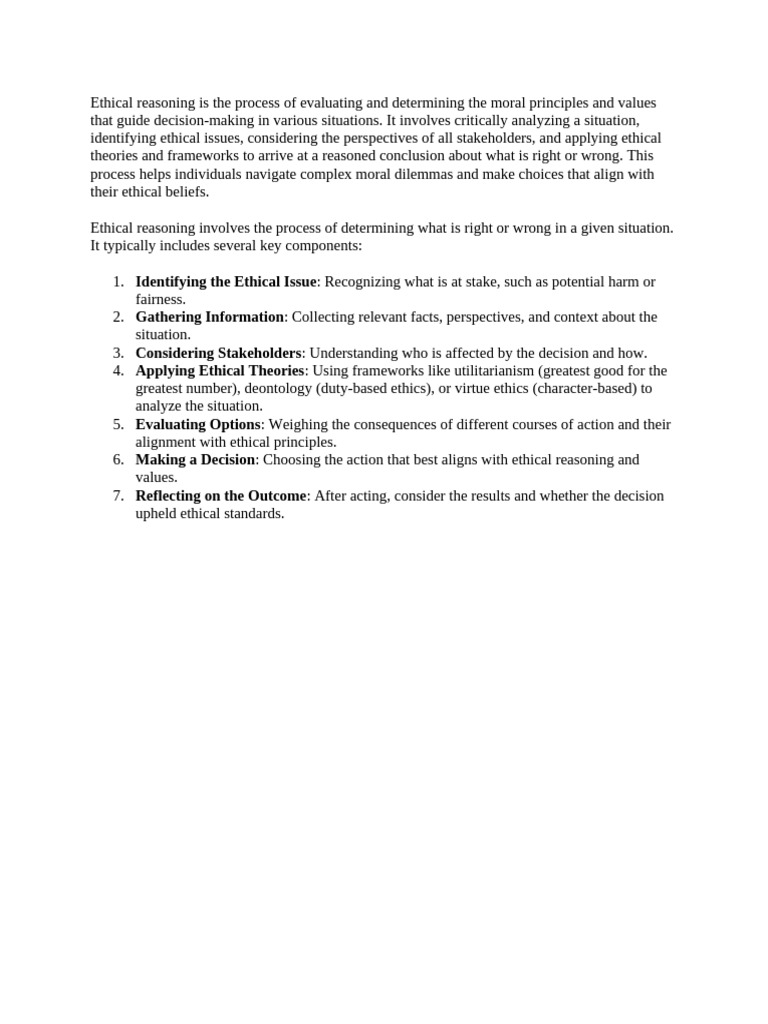 Understanding Ethical Reasoning Process | PDF