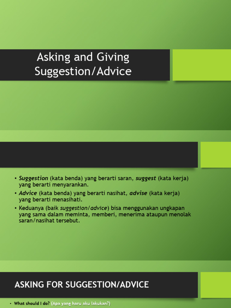 Asking and Giving Suggestion or Advice | PDF