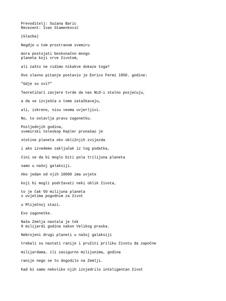 (Croatian) Why Can't We See Evidence of Alien Life - (DownSub - Com) | PDF