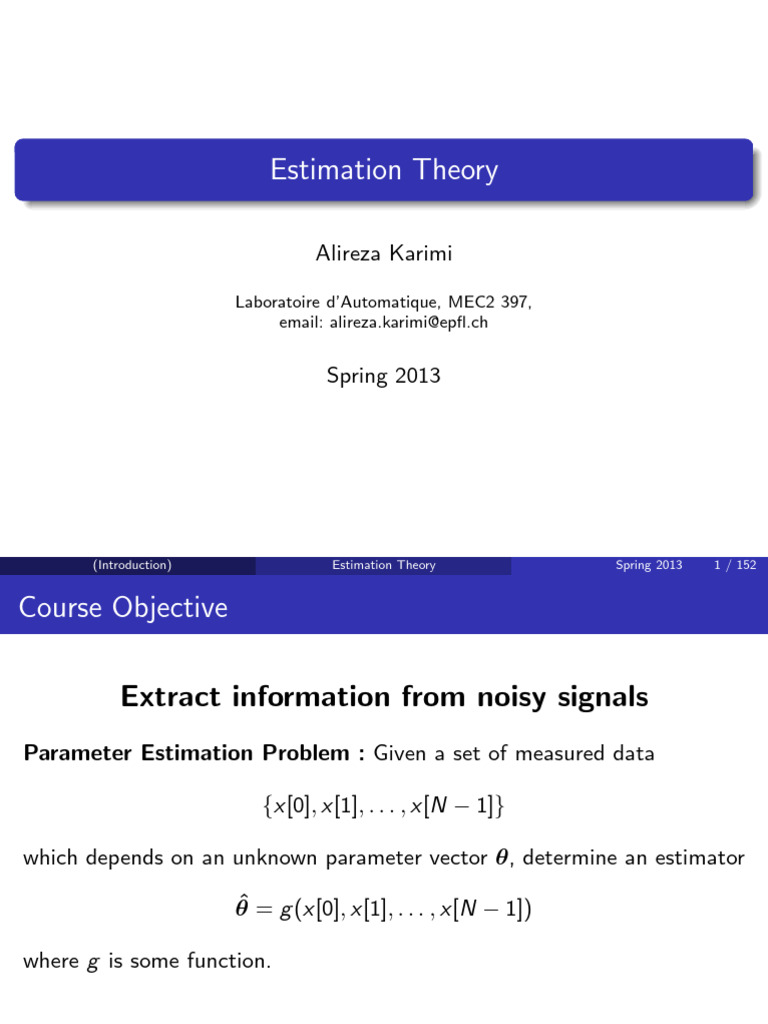 Estimation Theory | PDF