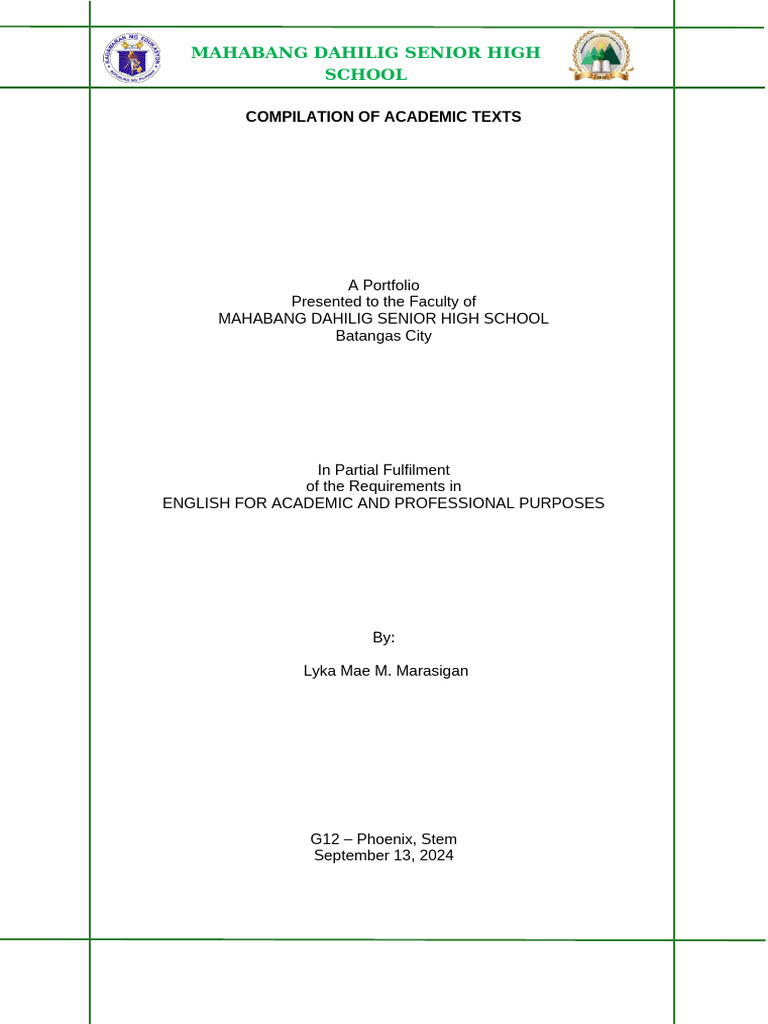 Title Page - Academic Text - Lyka Mae | PDF