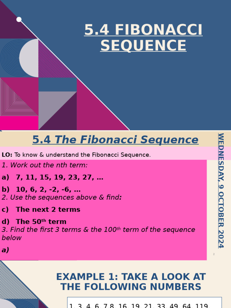 5.4 the Fibonacci Sequence | PDF 5.4 the Fibonacci Sequence | PDF
