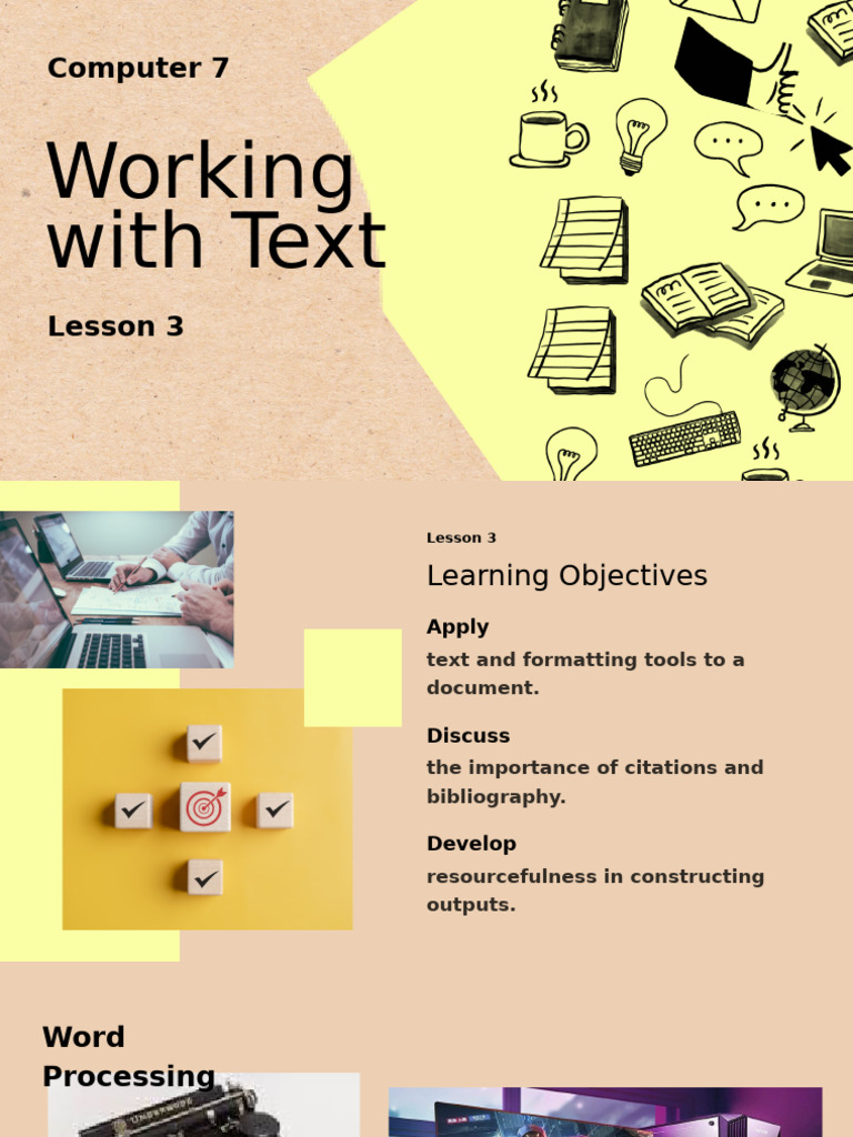 Lesson #4 - MS Word Working With Text | PDF