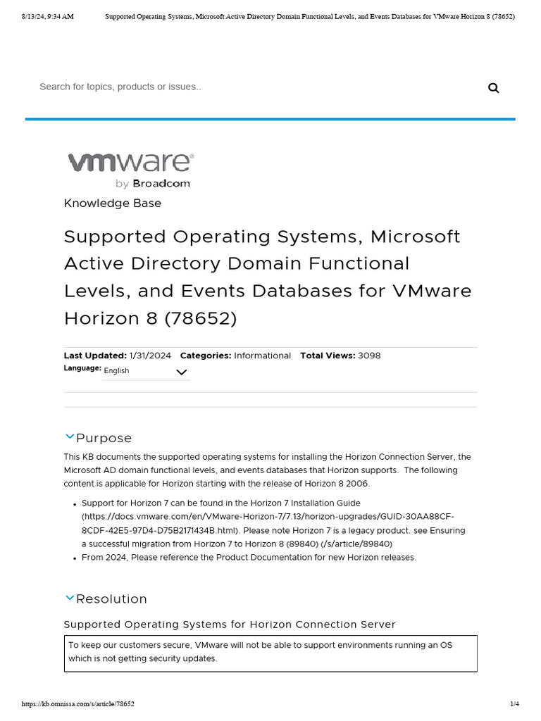 Supported Operating Systems, Microsoft Active Directory Domain Functional Levels, and Events ...