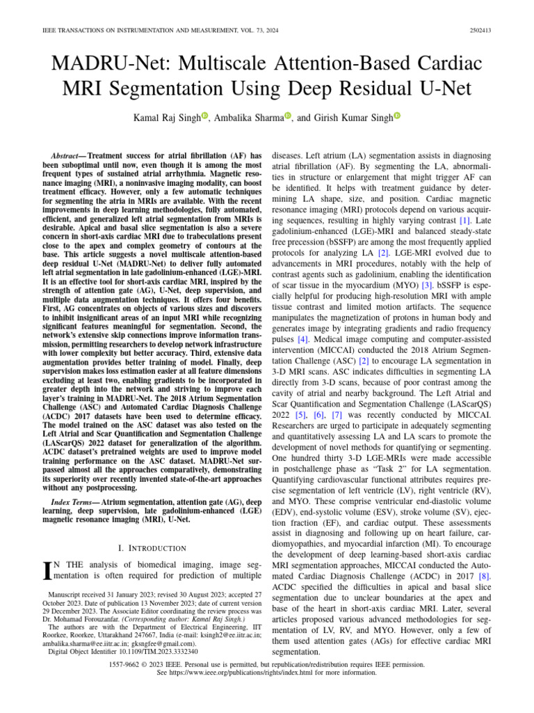 2.MADRU-Net Multiscale Attention-Based Cardiac MRI Segmentation Using Deep Residual U-Net | PDF