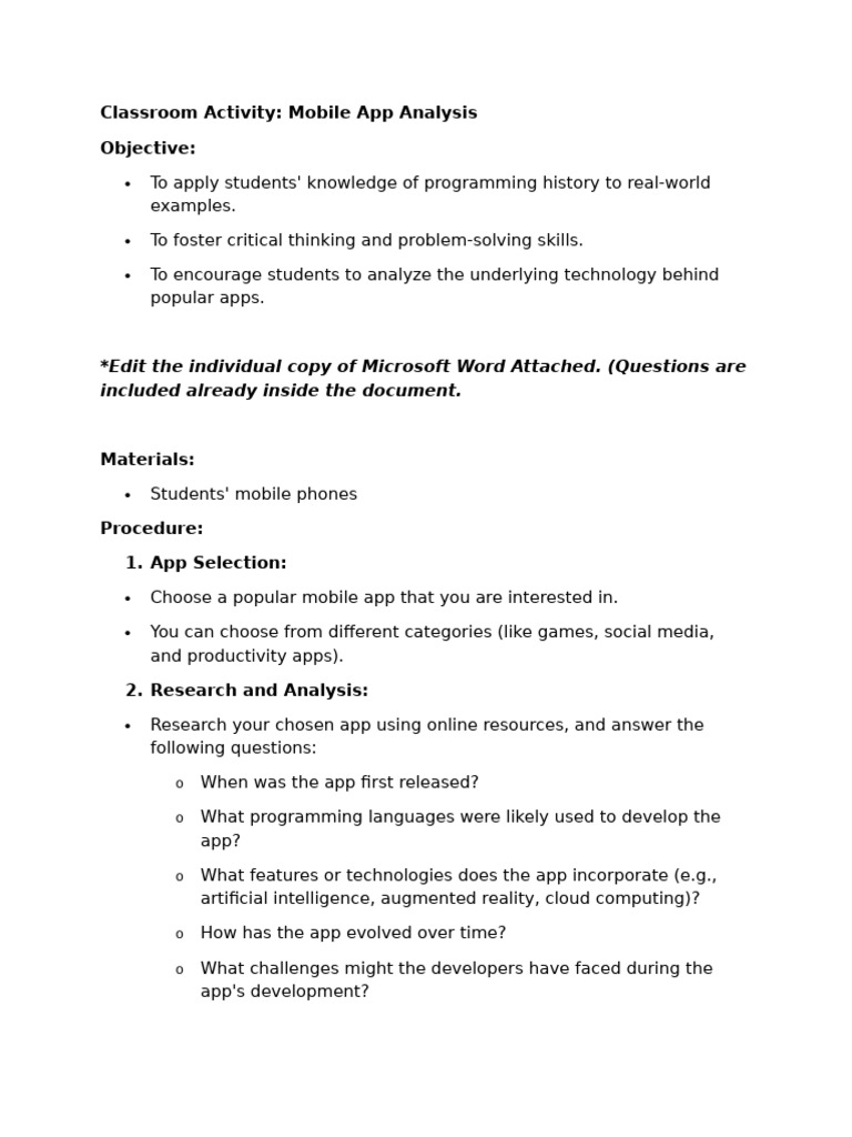 Classroom Activity | PDF