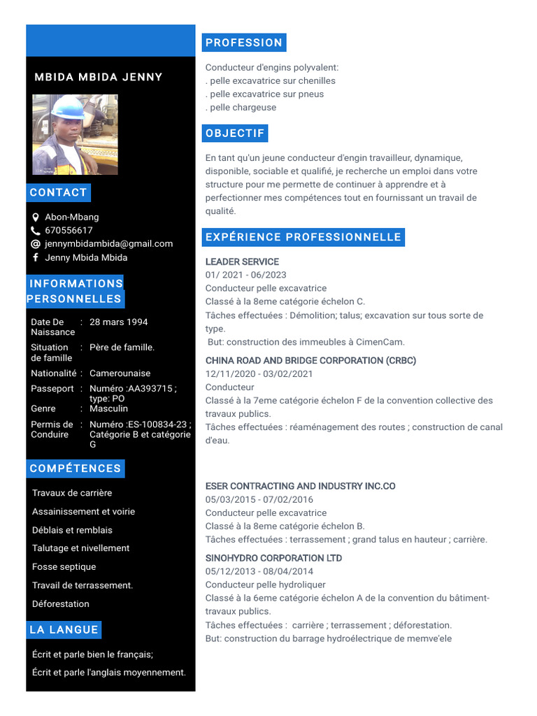 19019094 Cv Jenny Mbida Mbida PDF | PDF